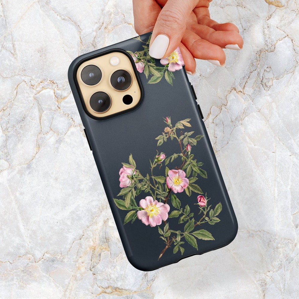 Charcoal Pink Vintage Roses Romantic Spring Phone Case with iPhone 17 ...