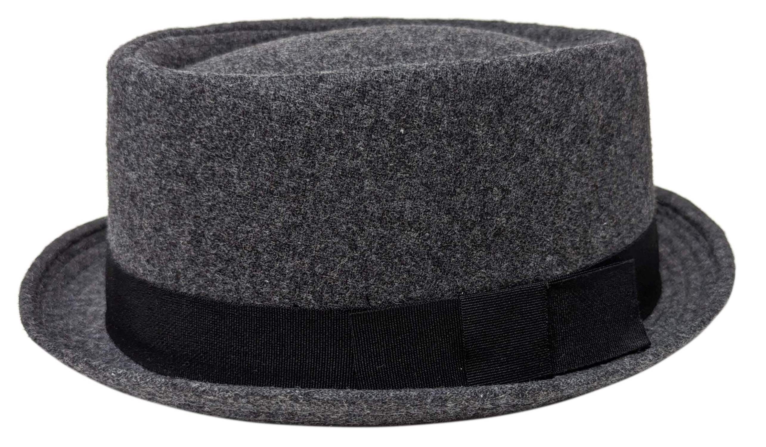 Charcoal Porkpie Pork Pie Upturn Short Brim Wool Blend Hat - Walmart.com