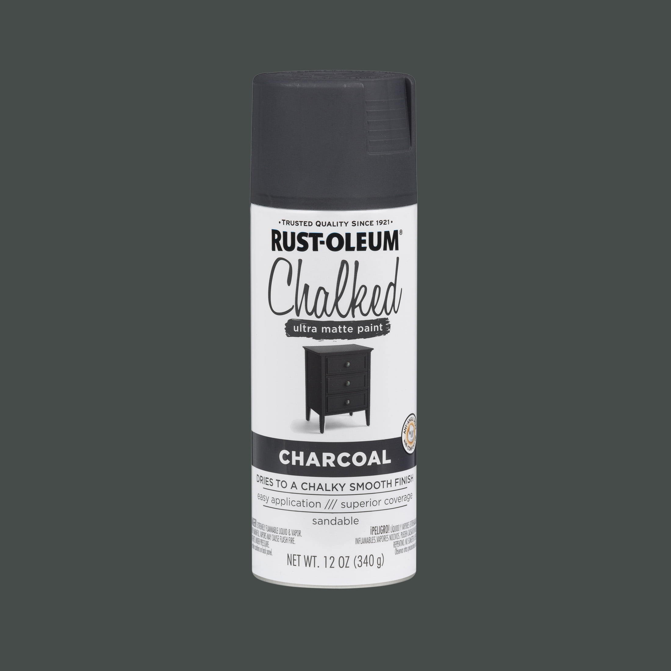 Charcoal, Rust-Oleum Chalked Ultra Matte Spray Paint-302590, 12 oz ...