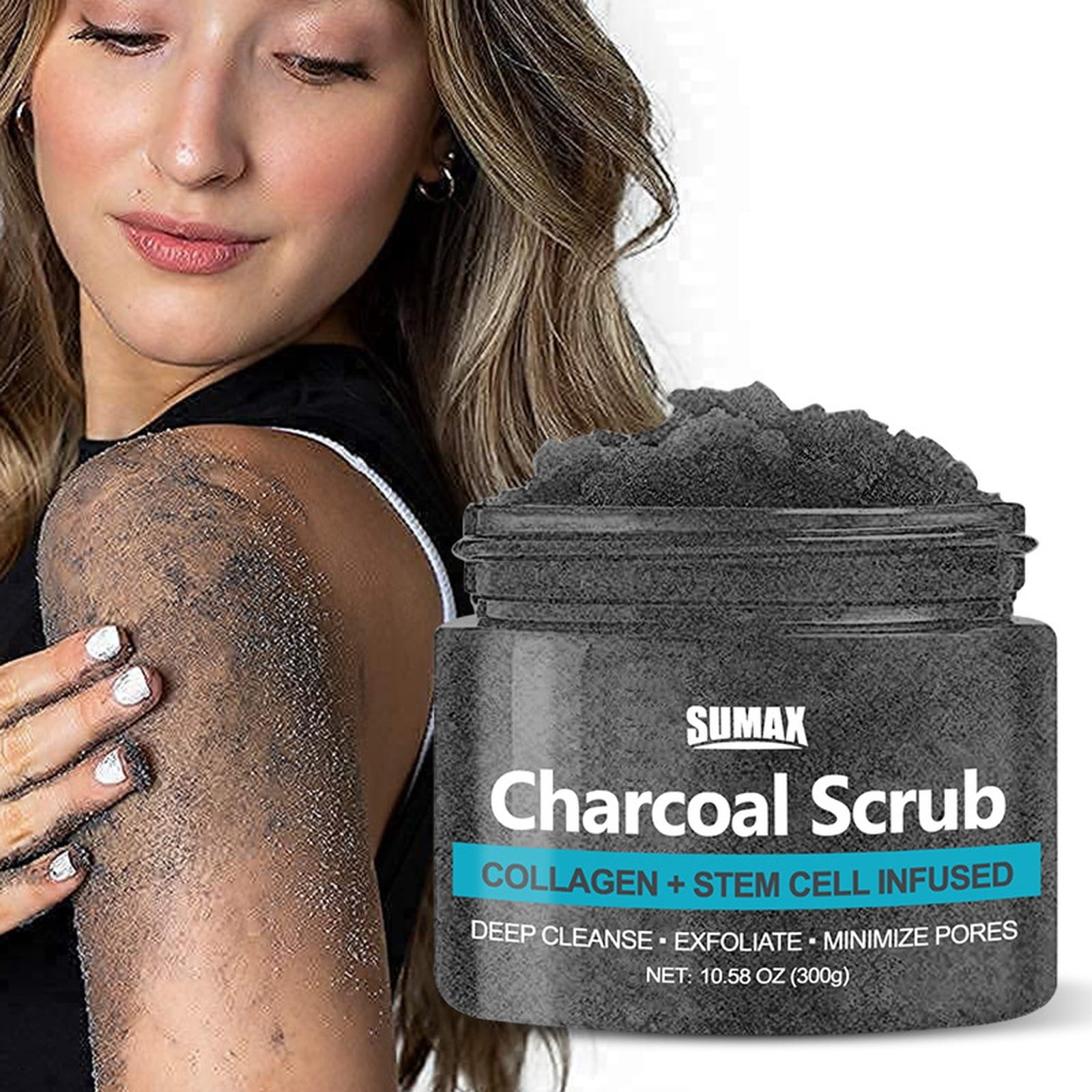 Charcoal & Sea Salt Body Scrub - Deep Detoxifying Exfoliator with ...