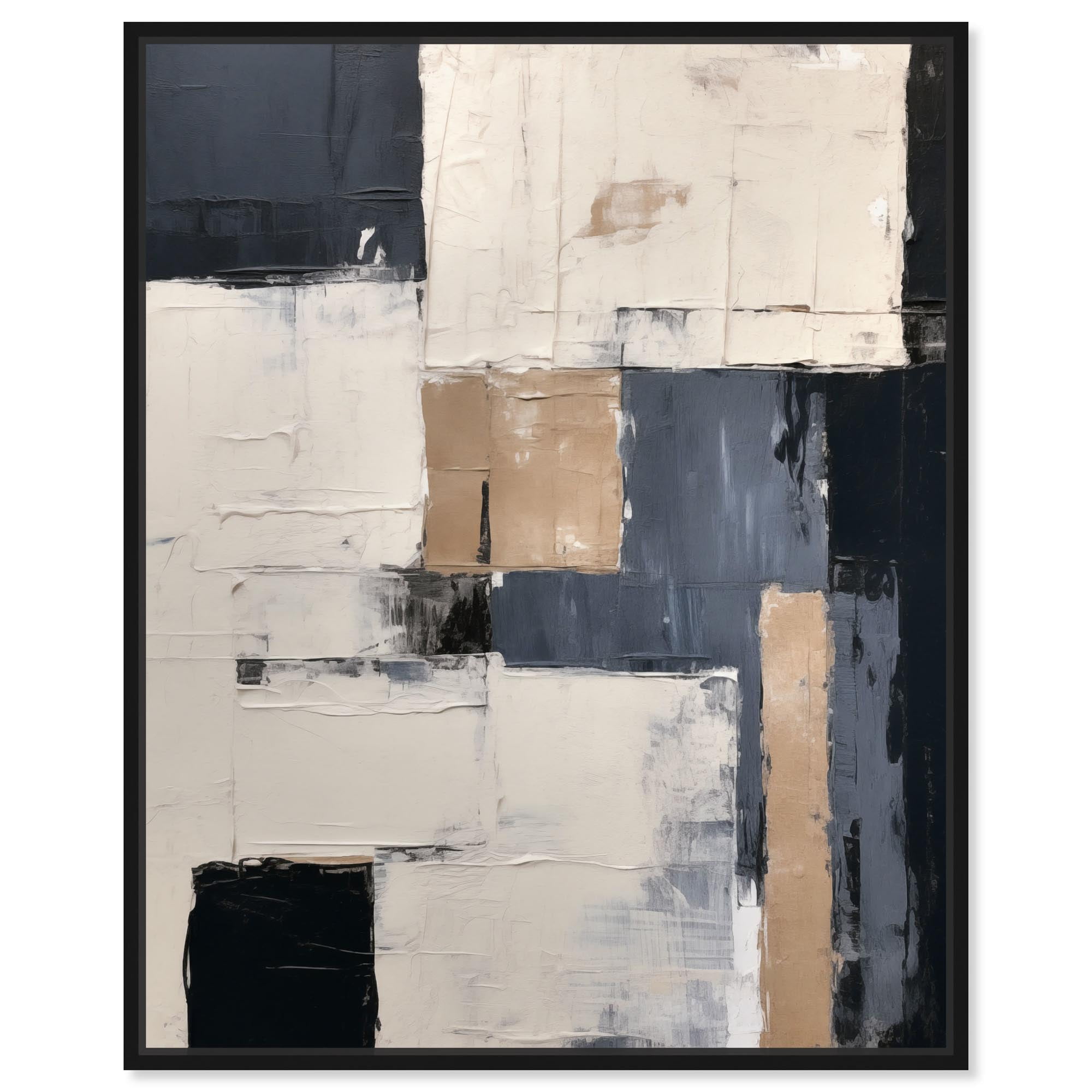 Charcoal Shapes II Canvas Blue Abstracts by Art Remedy, Black Frame, 20 ...