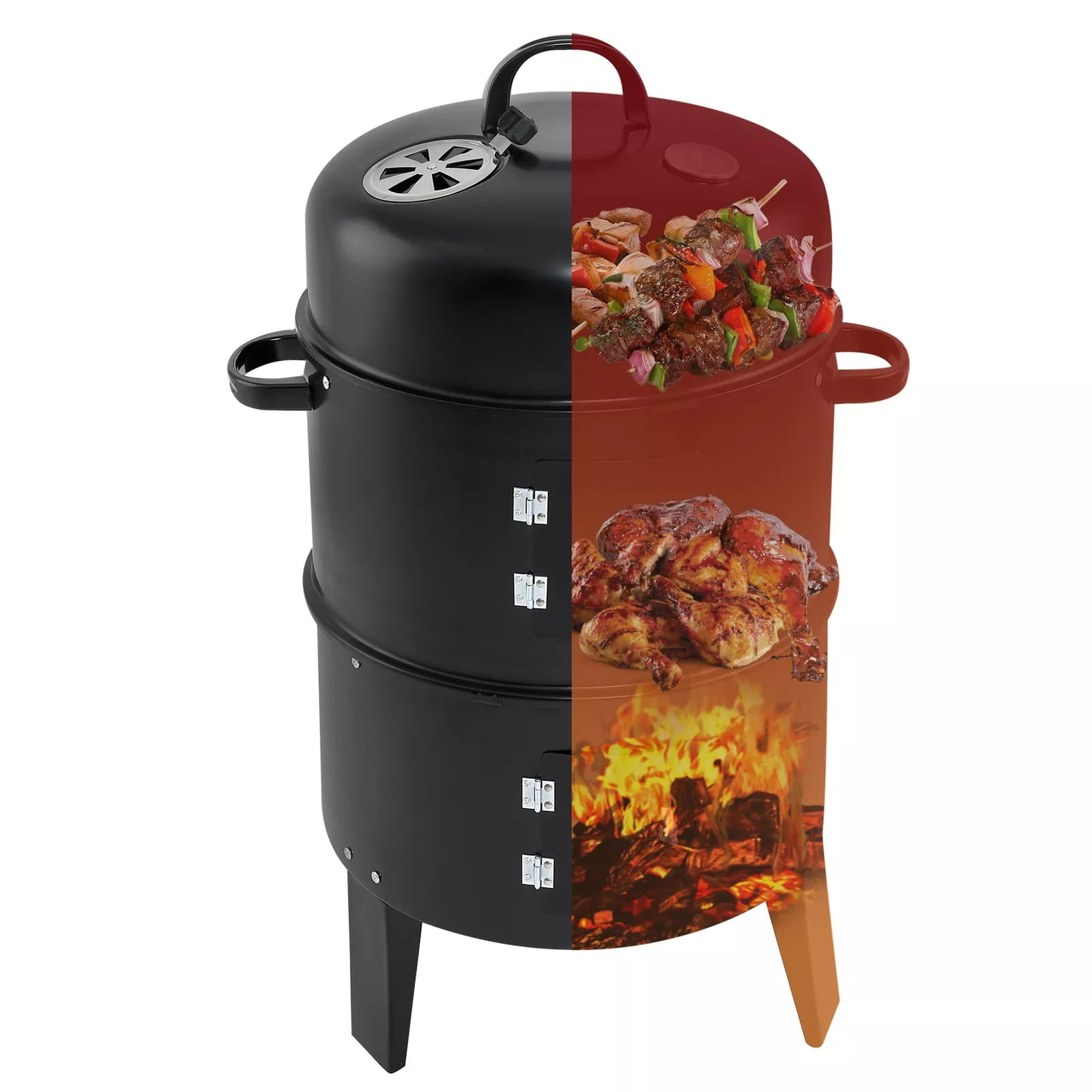 Charcoal Smoker BBQ Grill 3in1 Outdoor Vertical Smokers Portable Meat ...