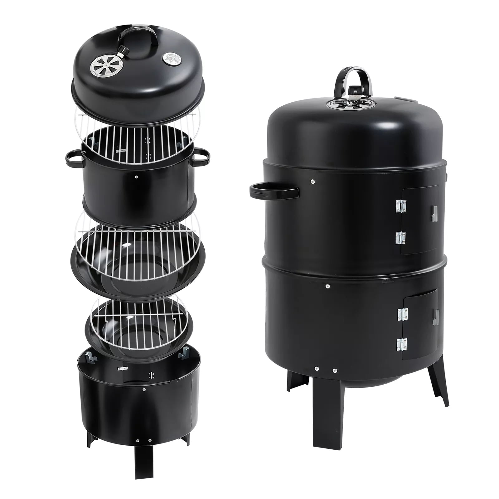 Charcoal Smoker BBQ Grill 3in1 Outdoor Vertical Smokers Portable Meat ...