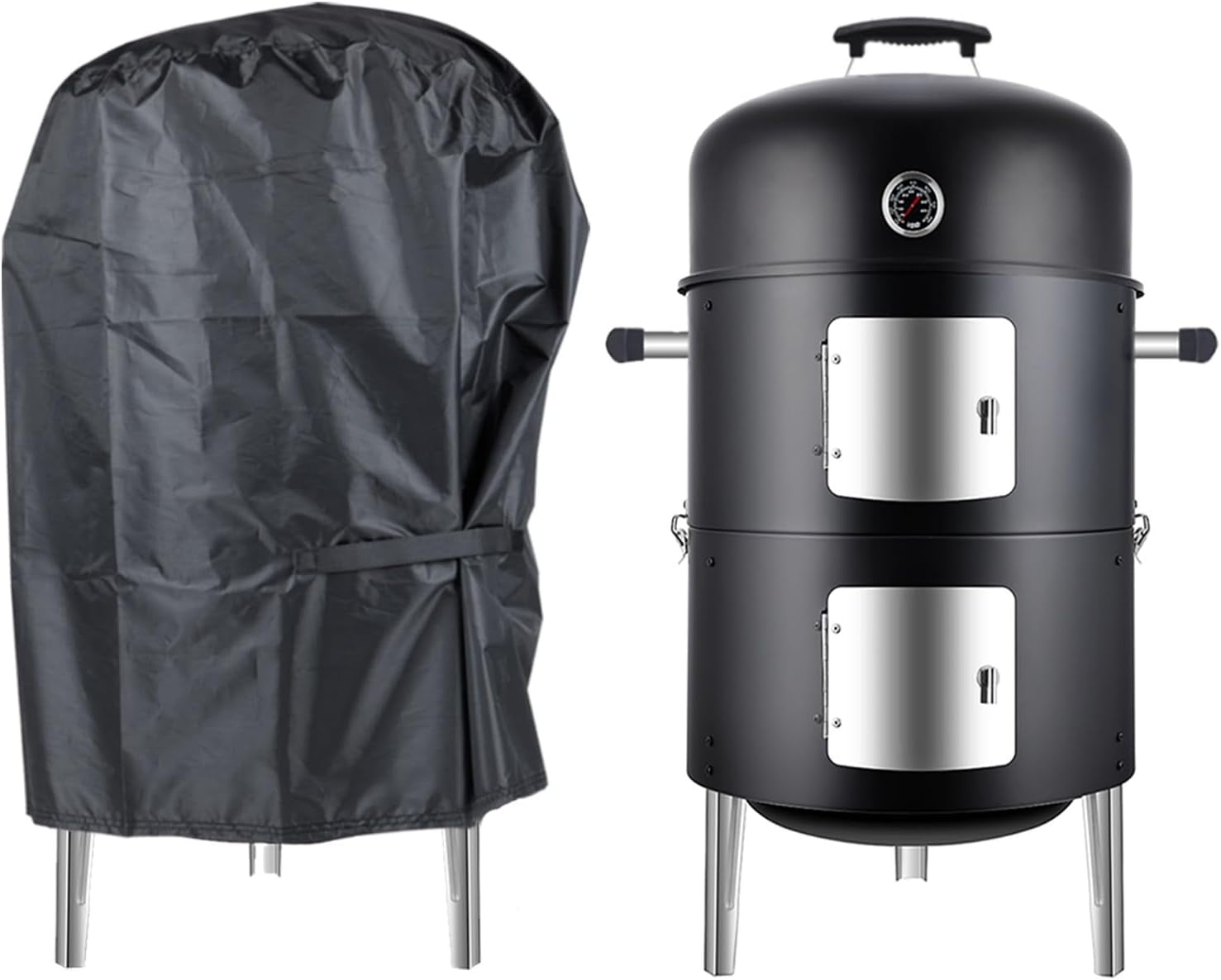 Charcoal Smoker BBQ Grills: Vertical Meat Smokers with Cover - Premium ...