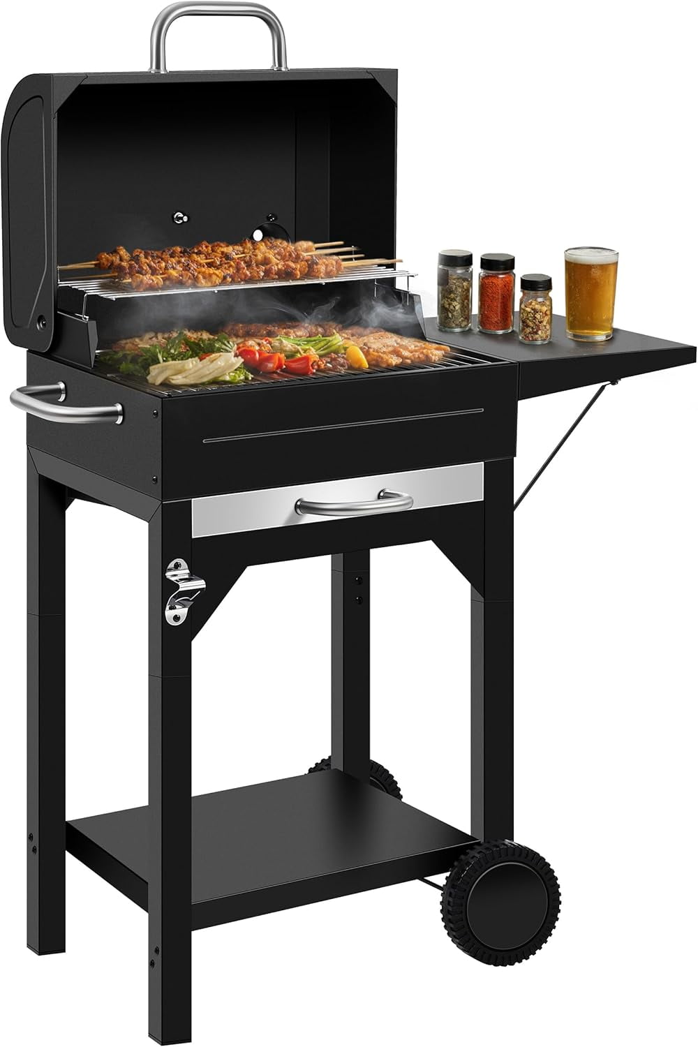 Charcoal Smoker Grill Combo with Offset Firebox – Heavy Duty BBQ Grill ...