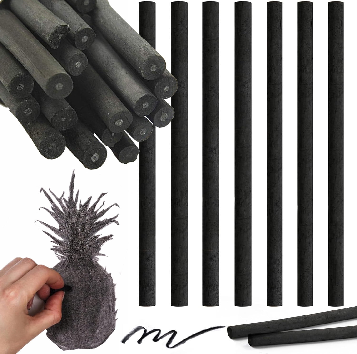 Charcoal Sticks,Willow Charcoal Sticks,Bexikou 25Pcs 7-9mm Dia Black ...