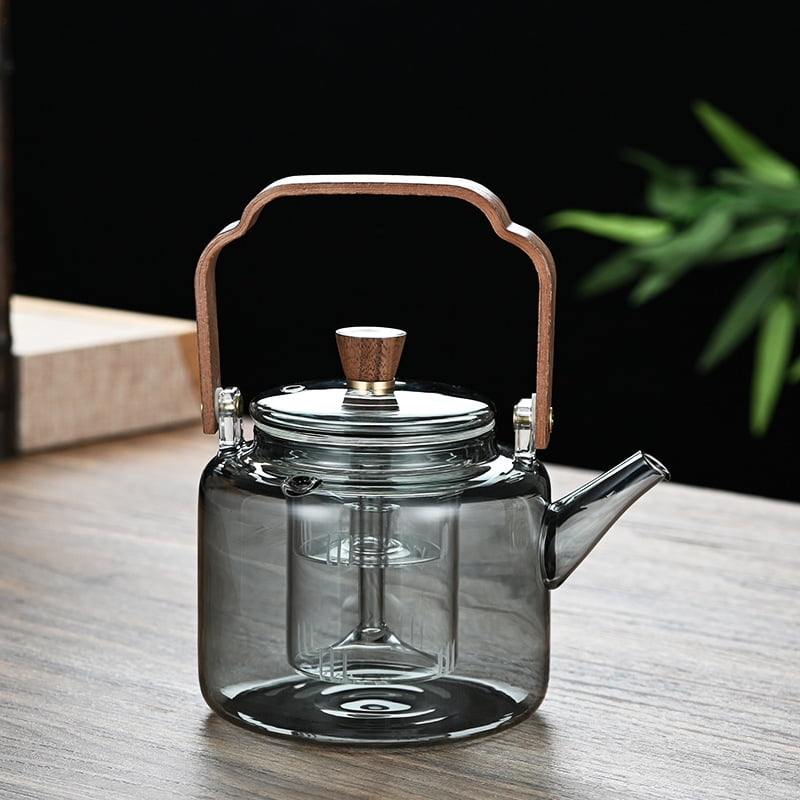 Charcoal Stove Tea Boiling Loop-Handled Teapot Glass Teapot Walnut ...