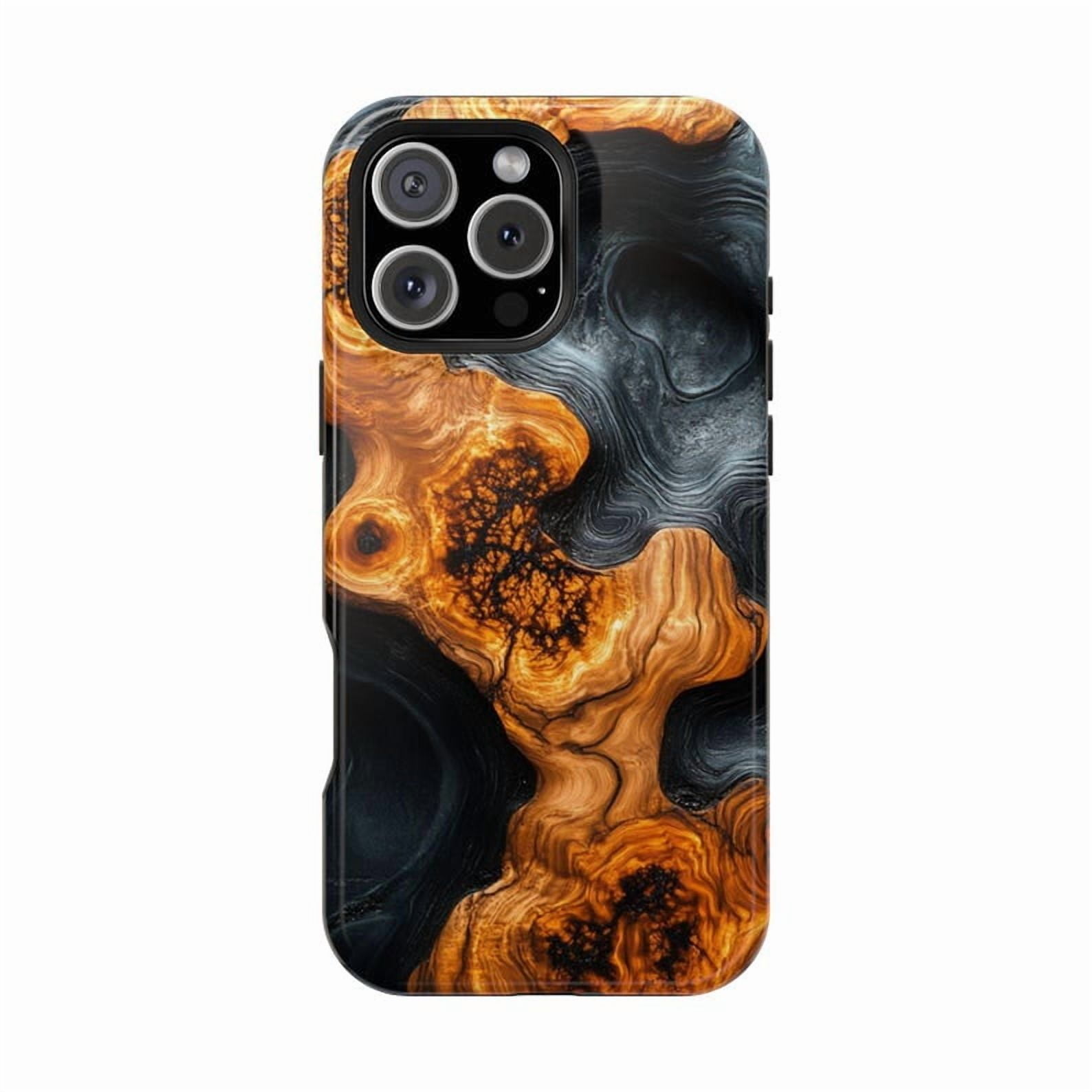 Charcoal Wood Marble Texture iPhone Case Elegant Resin Artistic Design ...