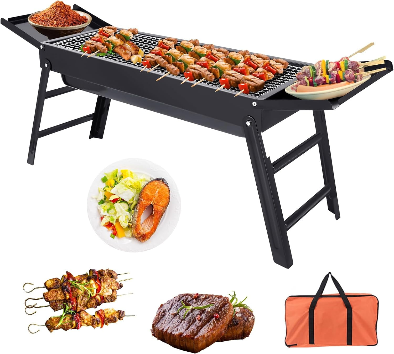 Charcoal grill foldable Outdoor smokeless foldable barbecue grill ...