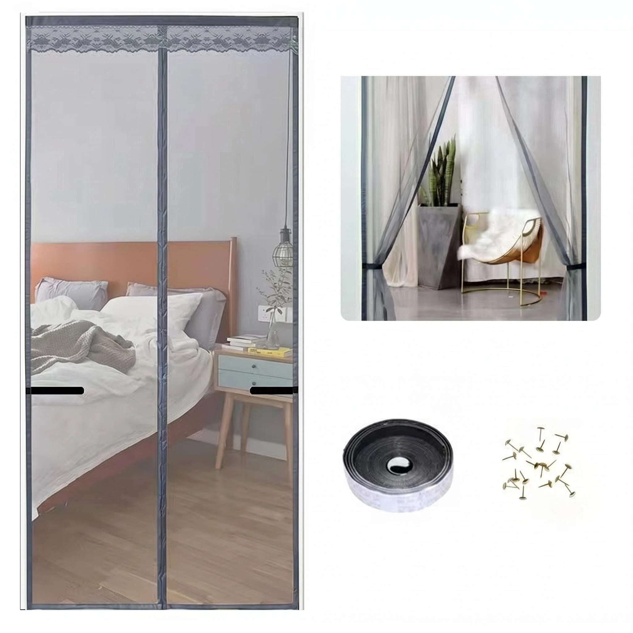 Charcrocsm Magnetic Screen Door, 37 x 90 in, Retractable Screen Door ...