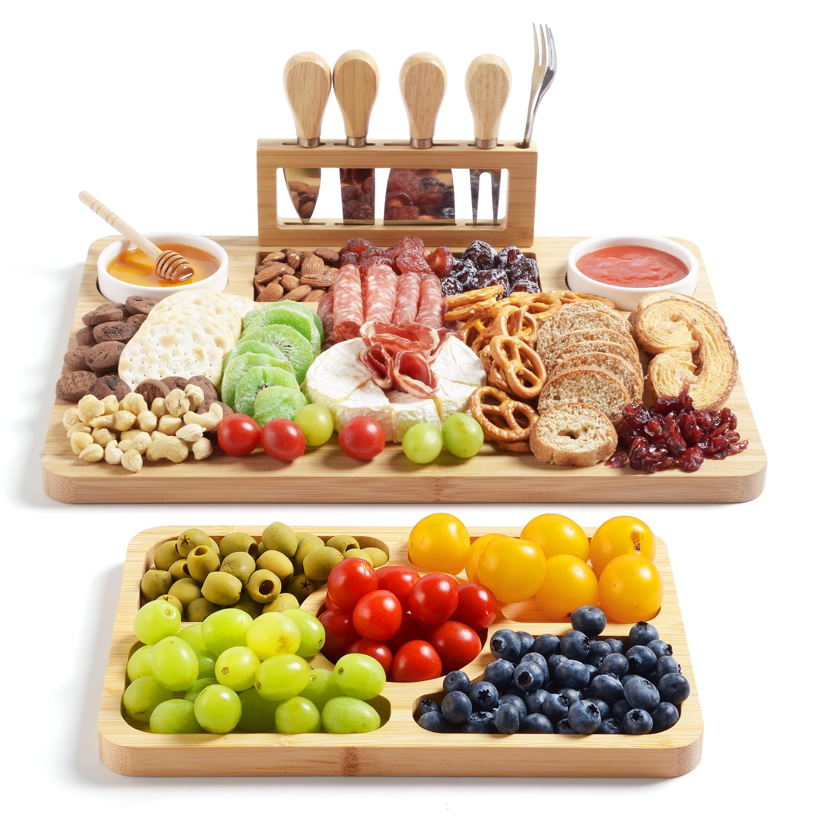 Charcuterie Board Bamboo Large Surface for Cheese Meats Fruits ...