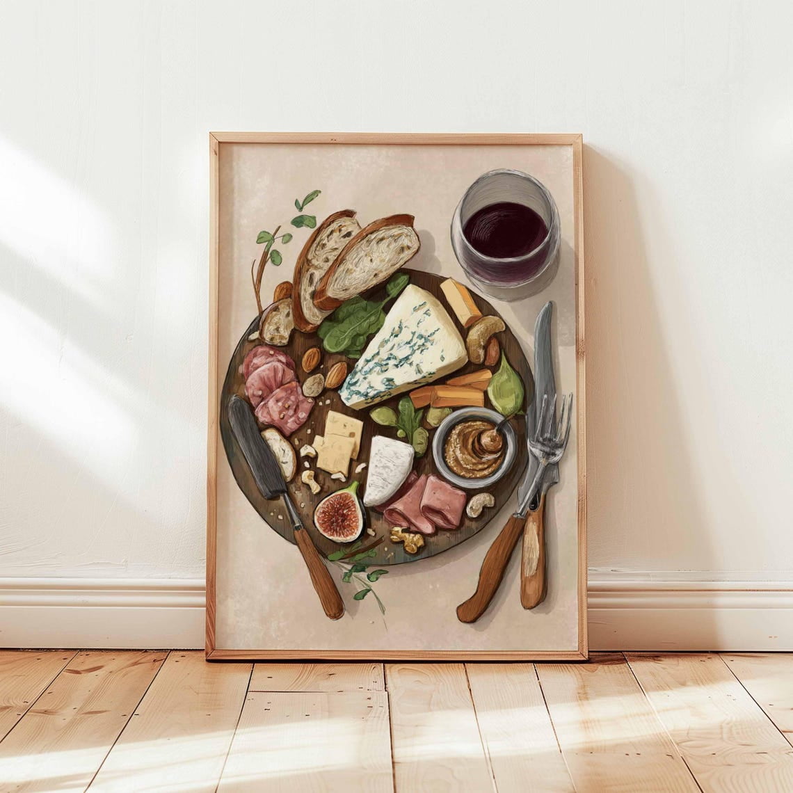 Charcuterie Board French Kitchen Food Cheese Meat Menu Illustration ...