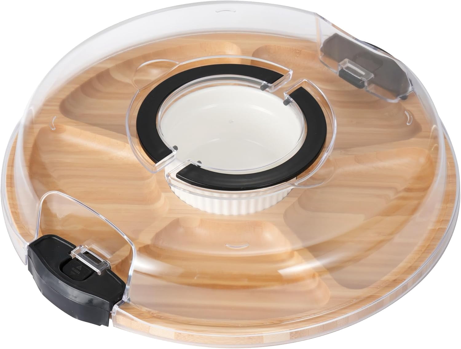 Charcuterie Board with Lid, Divided Bamboo Serving Tray with Handle ...