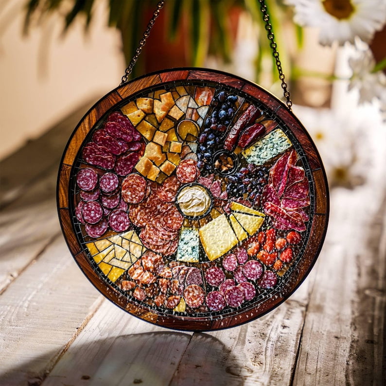 Charcuterie Board Stained Glass SunCatcher Foodie Gifts Light Catcher ...