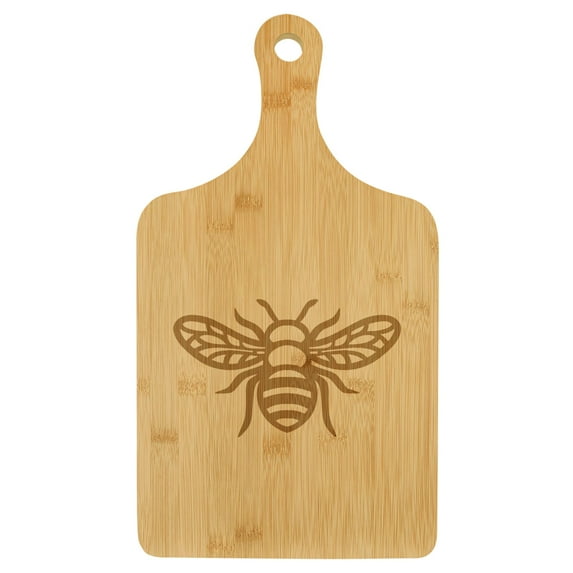 Charcuterie Board With Handle Cheese Board Bamboo Cutting Board Gift Honey Bee (Standard 15.5” x ...