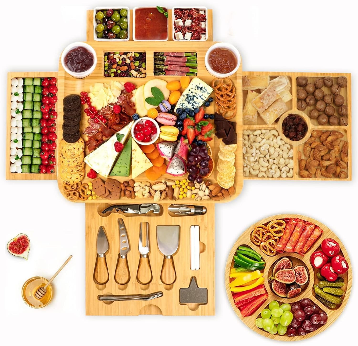 Charcuterie Boards Gift Set Bamboo Cheese Board and Knife Set, Cheese ...