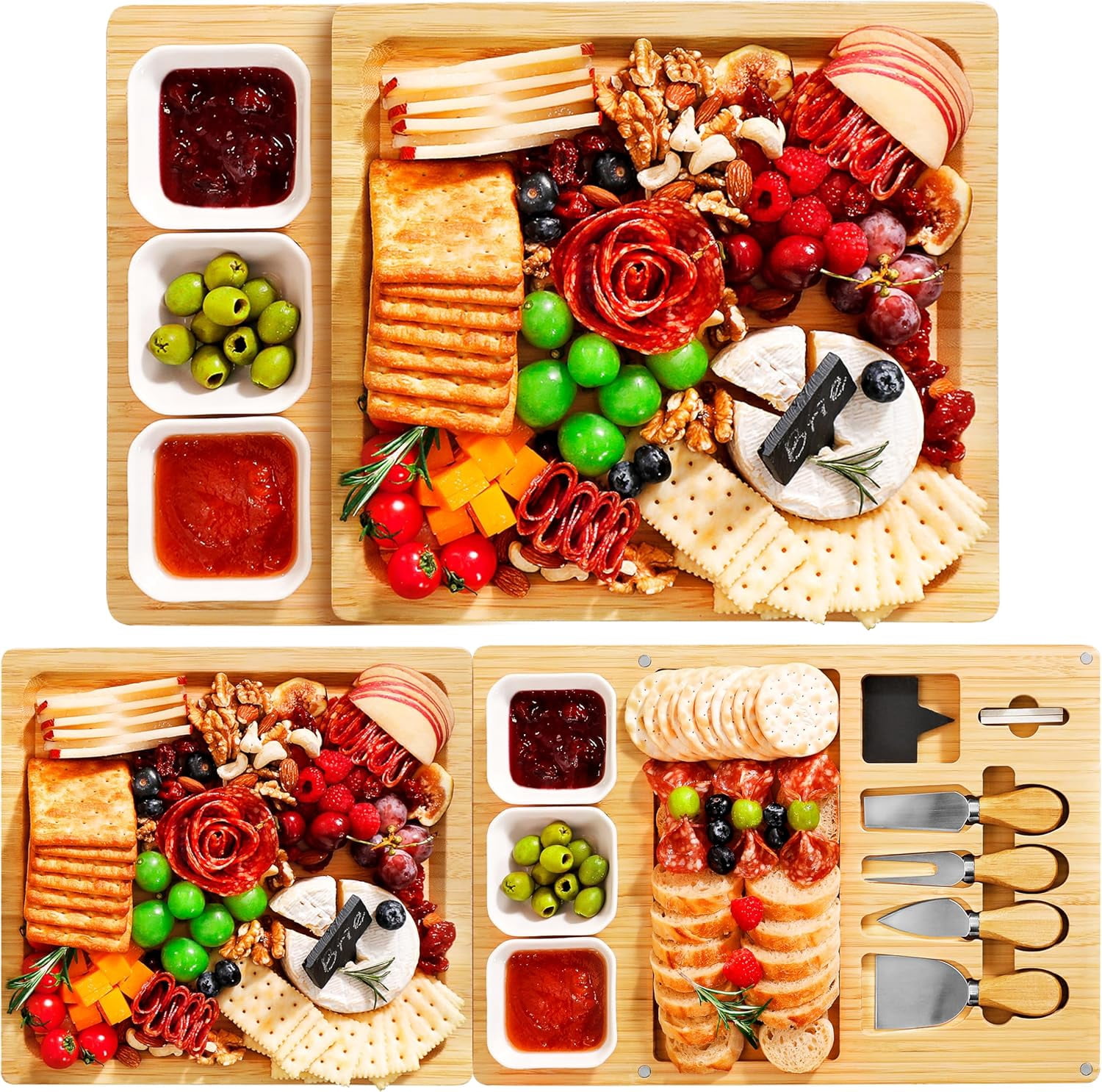 Charcuterie Boards Set - 3 in 1 Magnetic Extra Large Cheese Board with ...