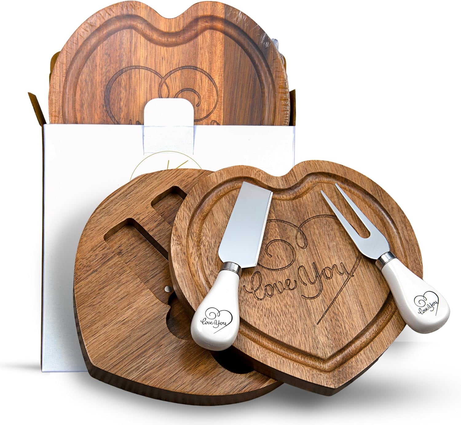 Charcuterie Boards - Wooden Cheese Server Tray with Knife Set ...