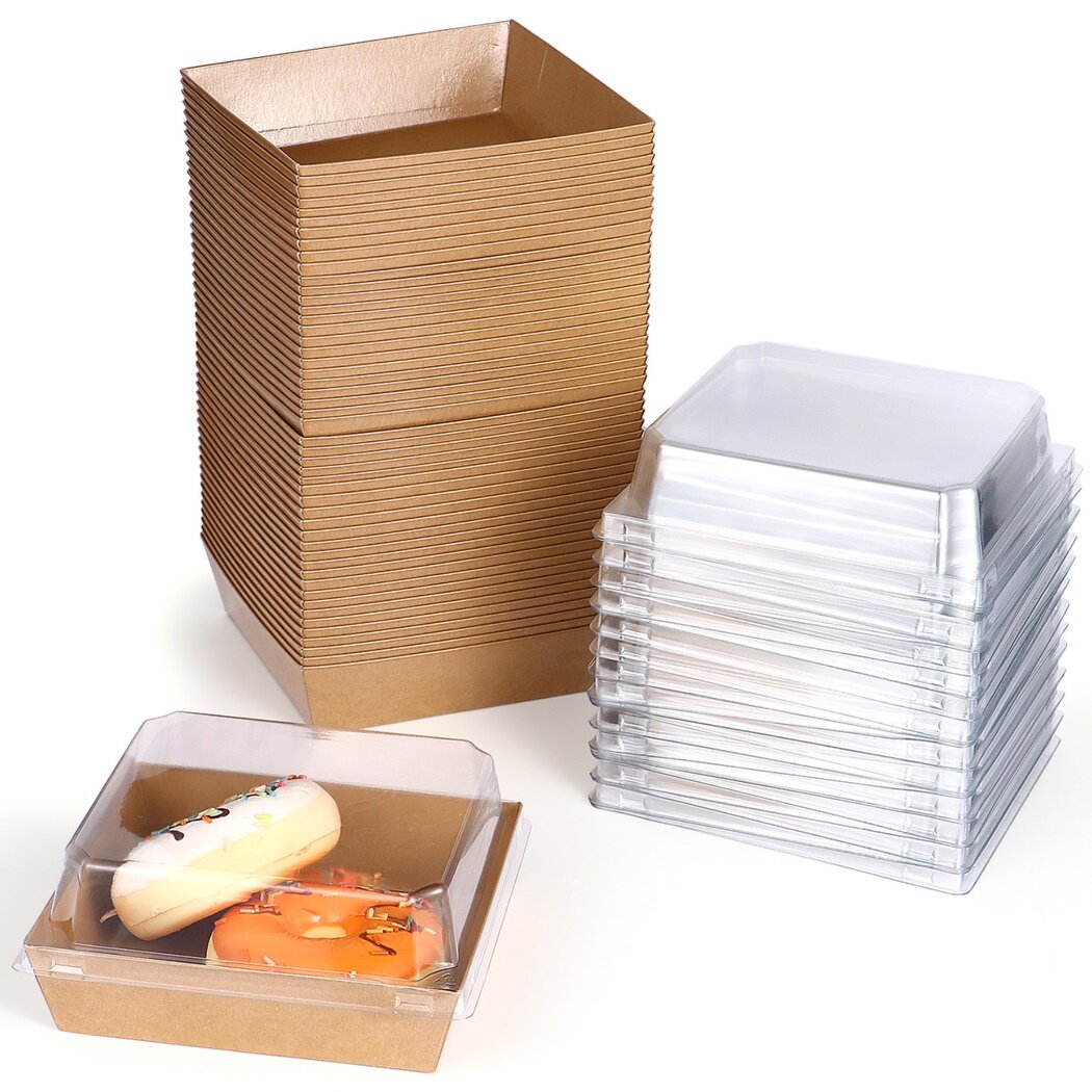 Charcuterie Boxes with Clear Lids, 50 Pcs Square Paper Food Containers ...