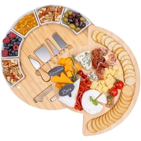 Charcuterie Cheese Board and Platter Set - Made from Bamboo Wood - US ...
