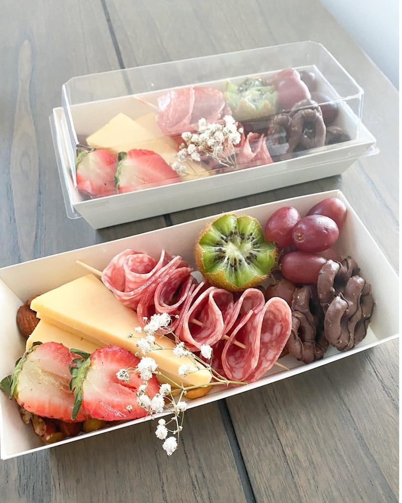Charcuterie Favor Rectangle Grazing Box w/ Mini Forks for Individual ...