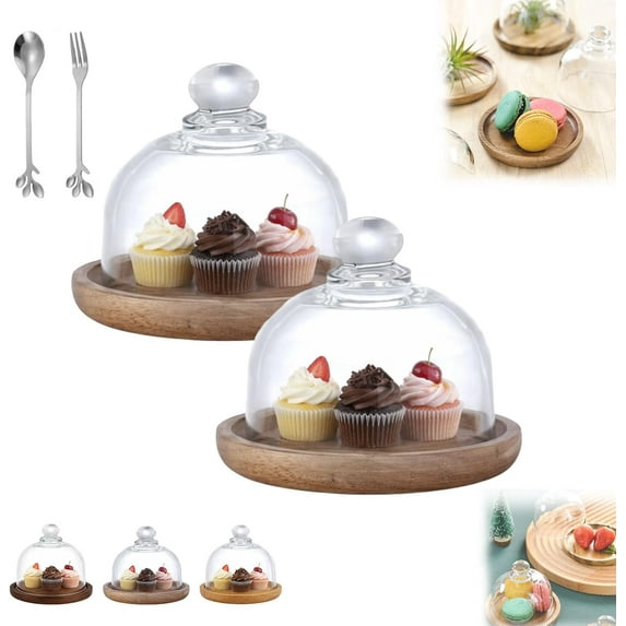 Charcuterie Snow Globe Container Wood – Clear Dome Food Display Box for ...