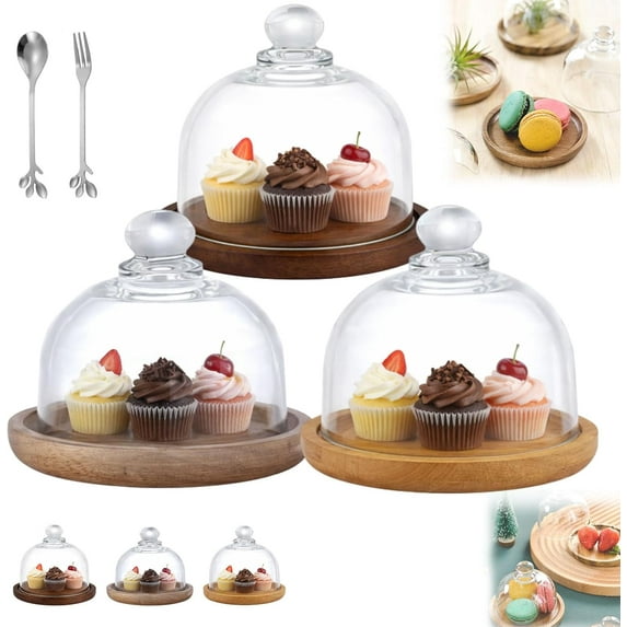Charcuterie Snow Globe Container Wood – Clear Dome Food Display Box for ...