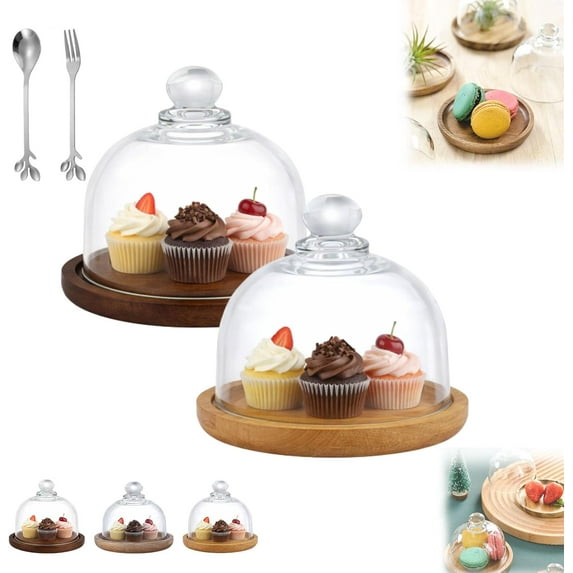 Charcuterie Snow Globe Container Wood – Clear Dome Food Display Box for ...
