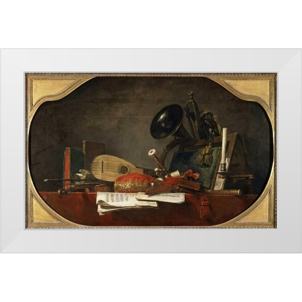 Chardin, Jean-Baptiste-Simeon 32x21 White Modern Wood Framed Museum Art ...