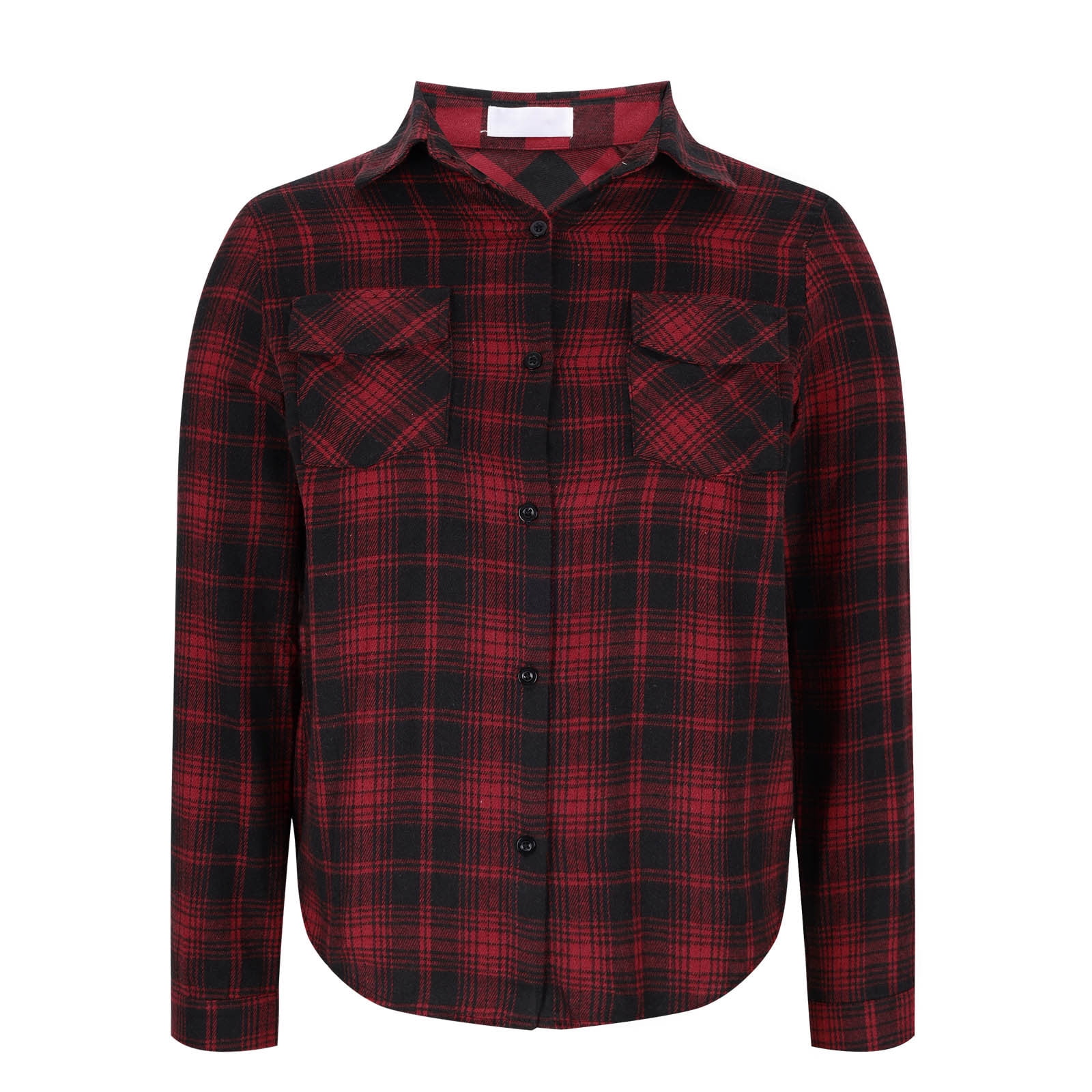 Charella Button down Shirts for Women with Pockets Checkered Collar ...