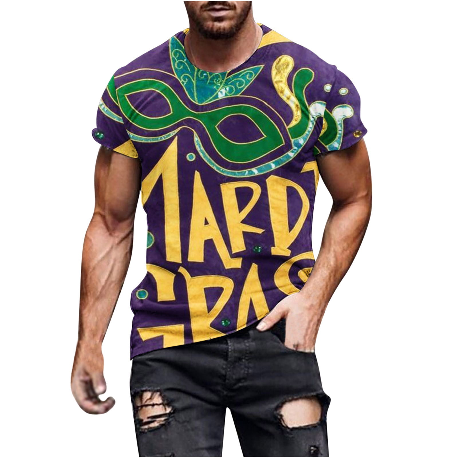 Charella Carnival T-shirts for Men Mardi Gras Decorations Short Sleeve ...