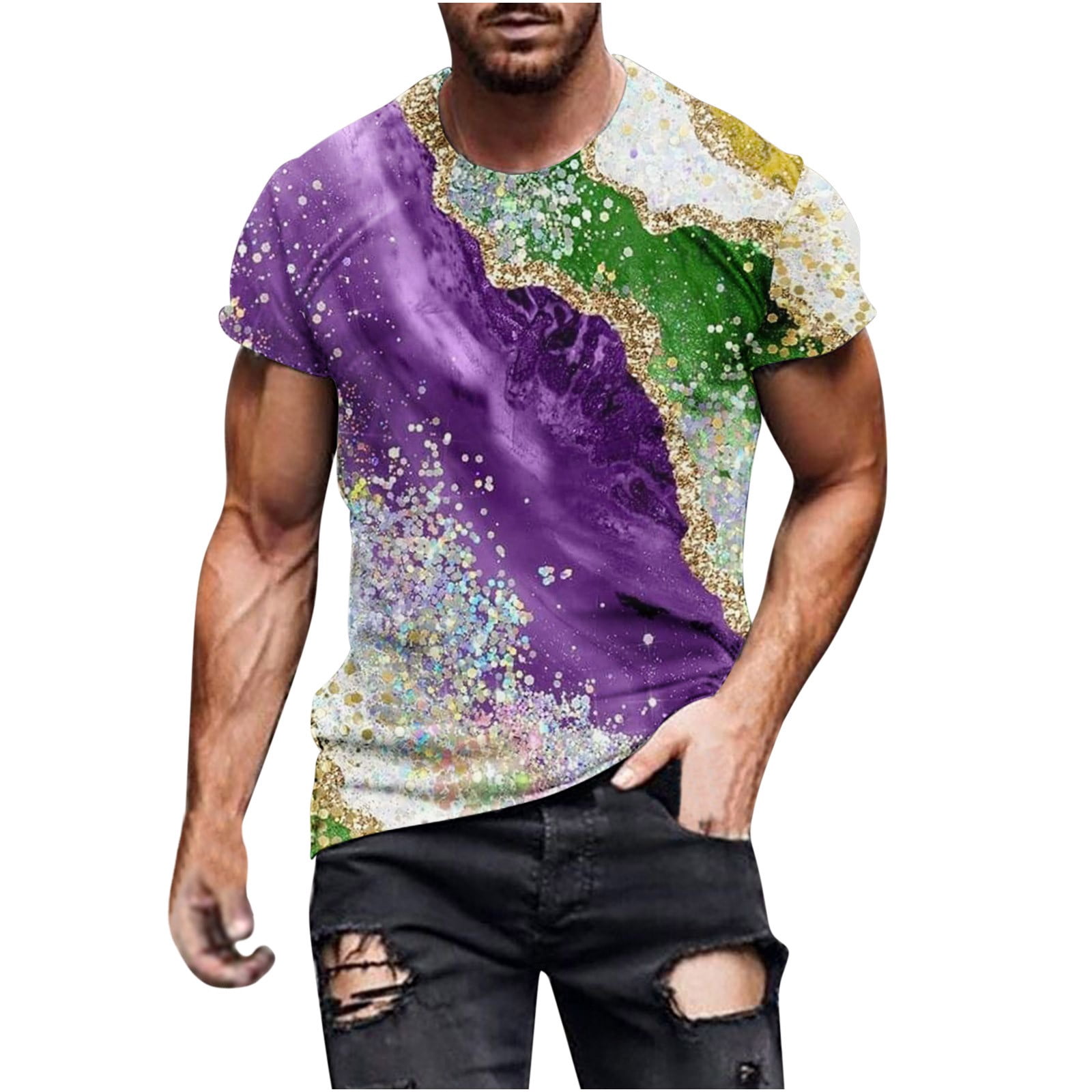 Charella Carnival T-shirts for Men Mardi Gras Decorations Short Sleeve ...