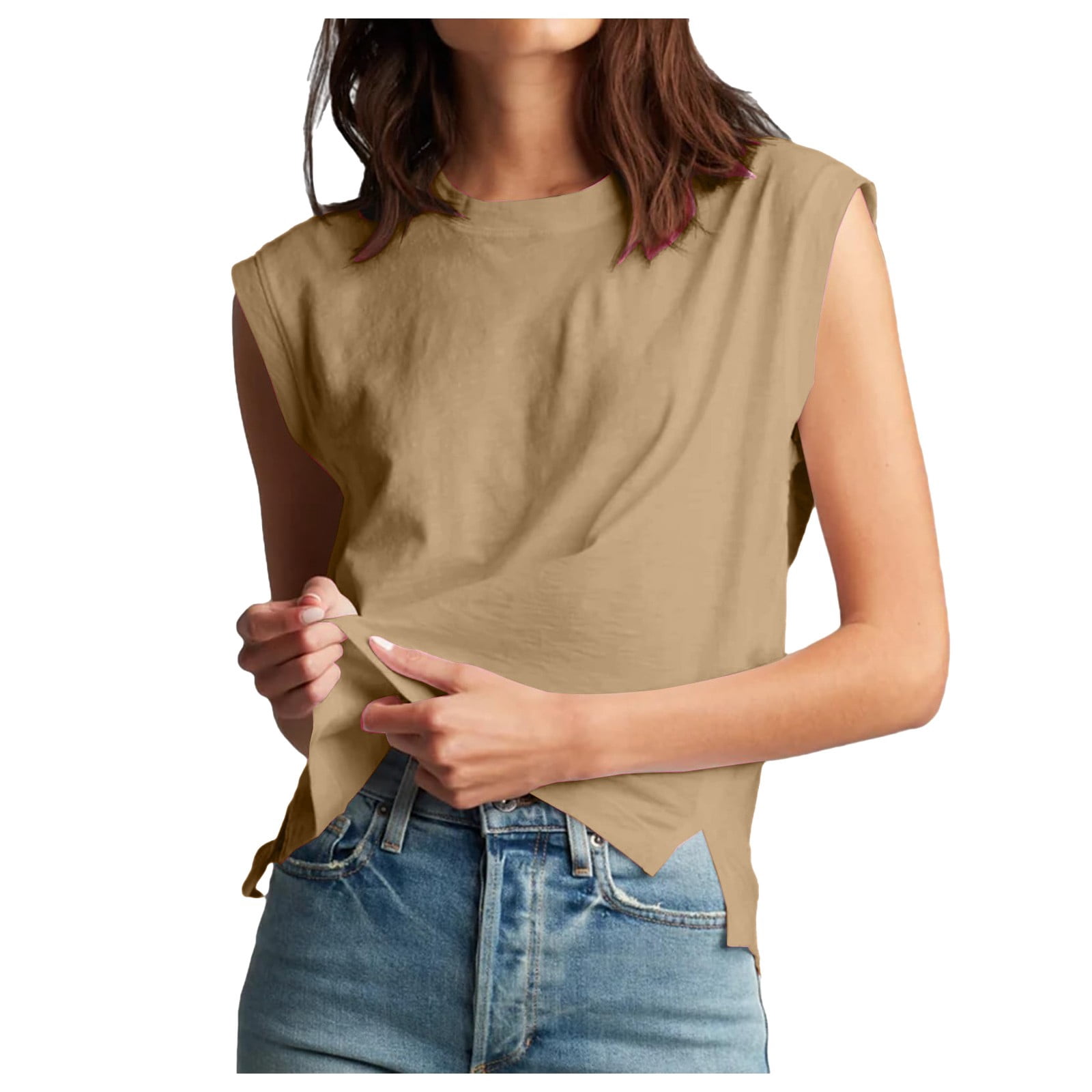 Charella Ladies Sleeveless Cotton Tank Tops 2024 Summer Tanks Tshirts ...