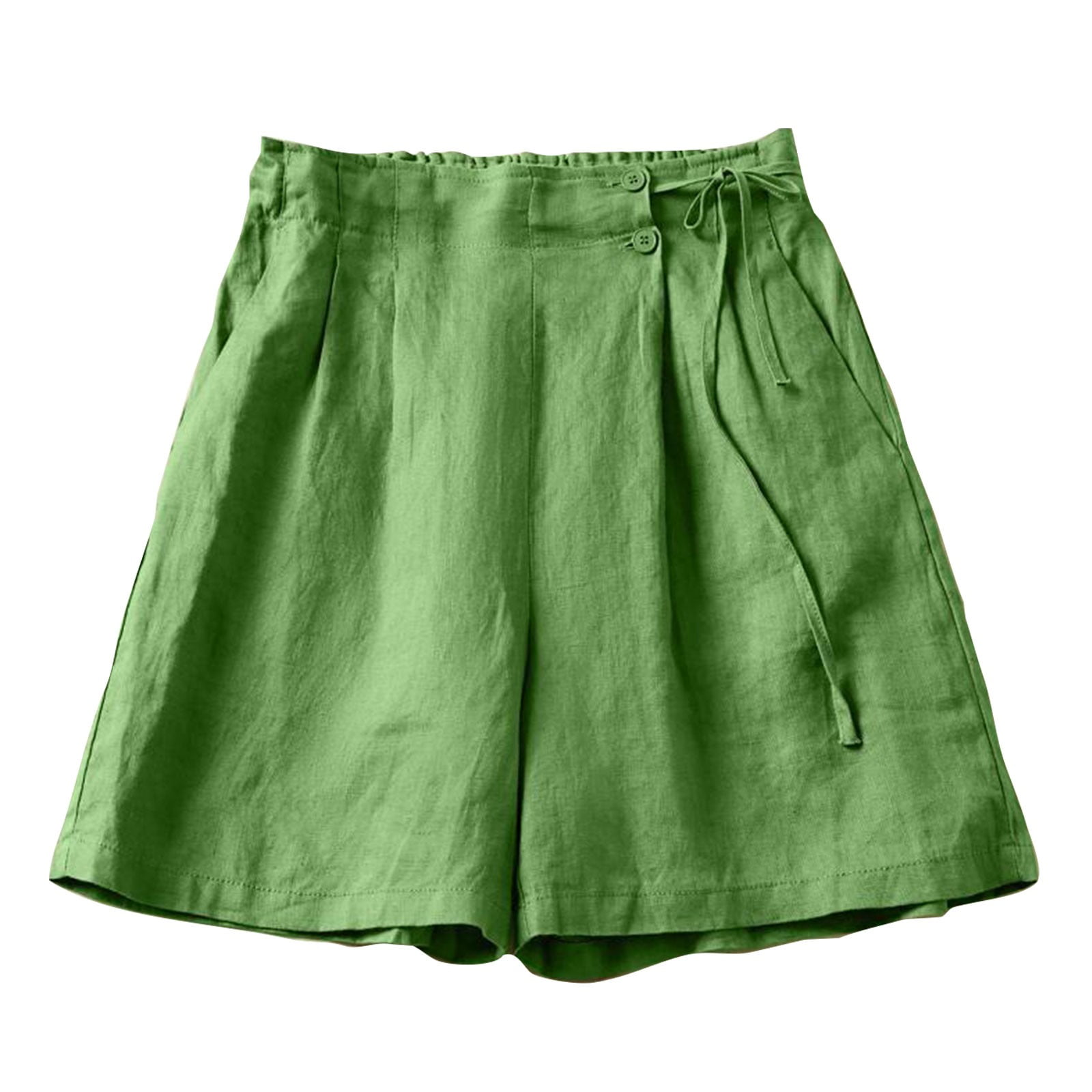 Charella Linen Shorts for Women Summer Wide Leg Button Tie Front ...