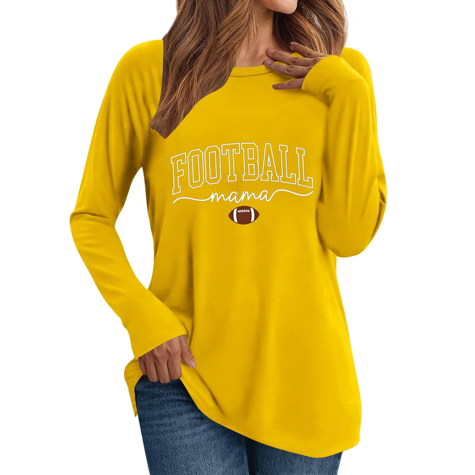 Charella Long Sleeve Shirts for Women Casual Graphic Tee Loose Fit Crew ...