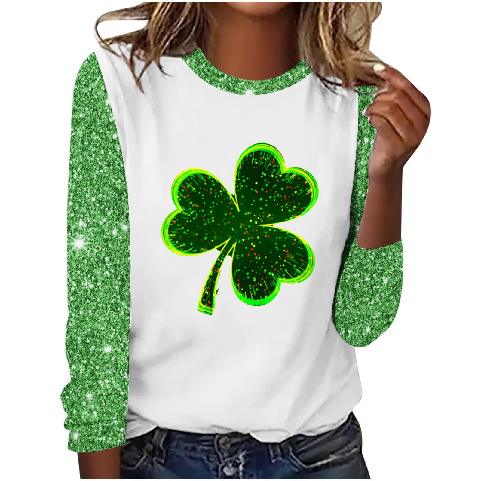 Charella Long Sleeve Shirts for Women St Patricks Day Shirt Crewneck T ...
