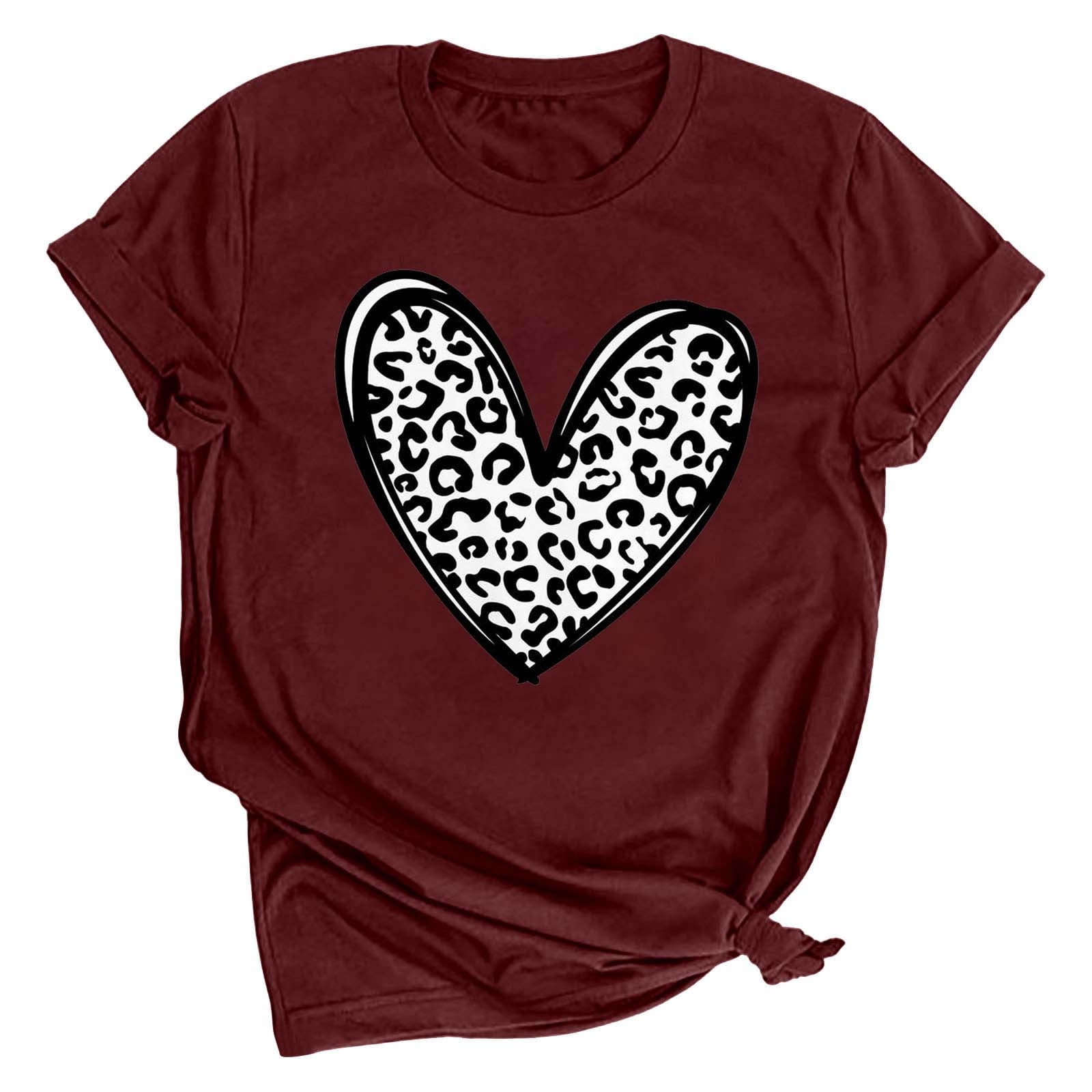 Charella Valentine Shirts for Women Alphabetic Crewneck Short Sleeve ...