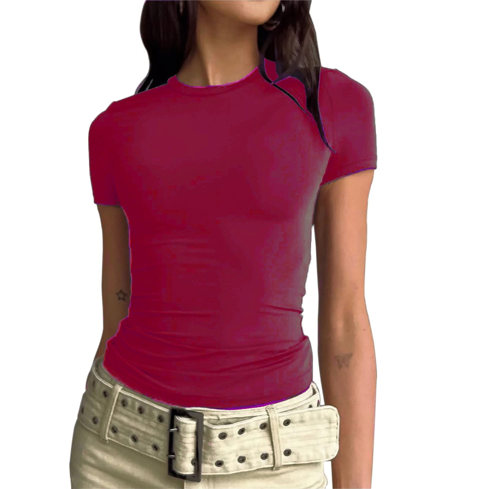 Charella Valentines Day Shirts for Women Alphabetic Short Sleeve Round ...