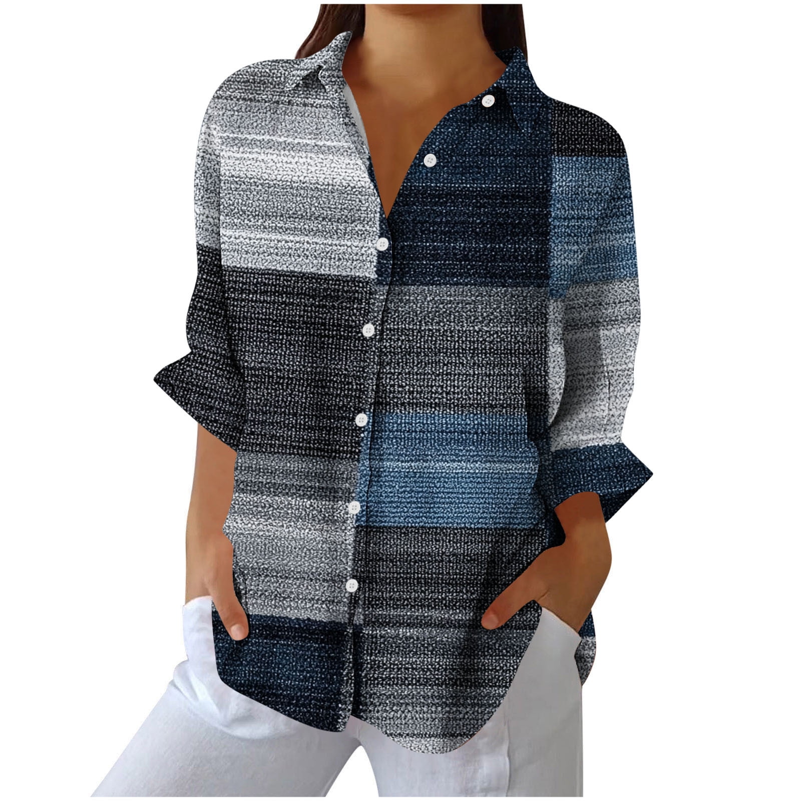Charella Women's Button down Shirts Fashion Cute Printed Long Sleeve ...
