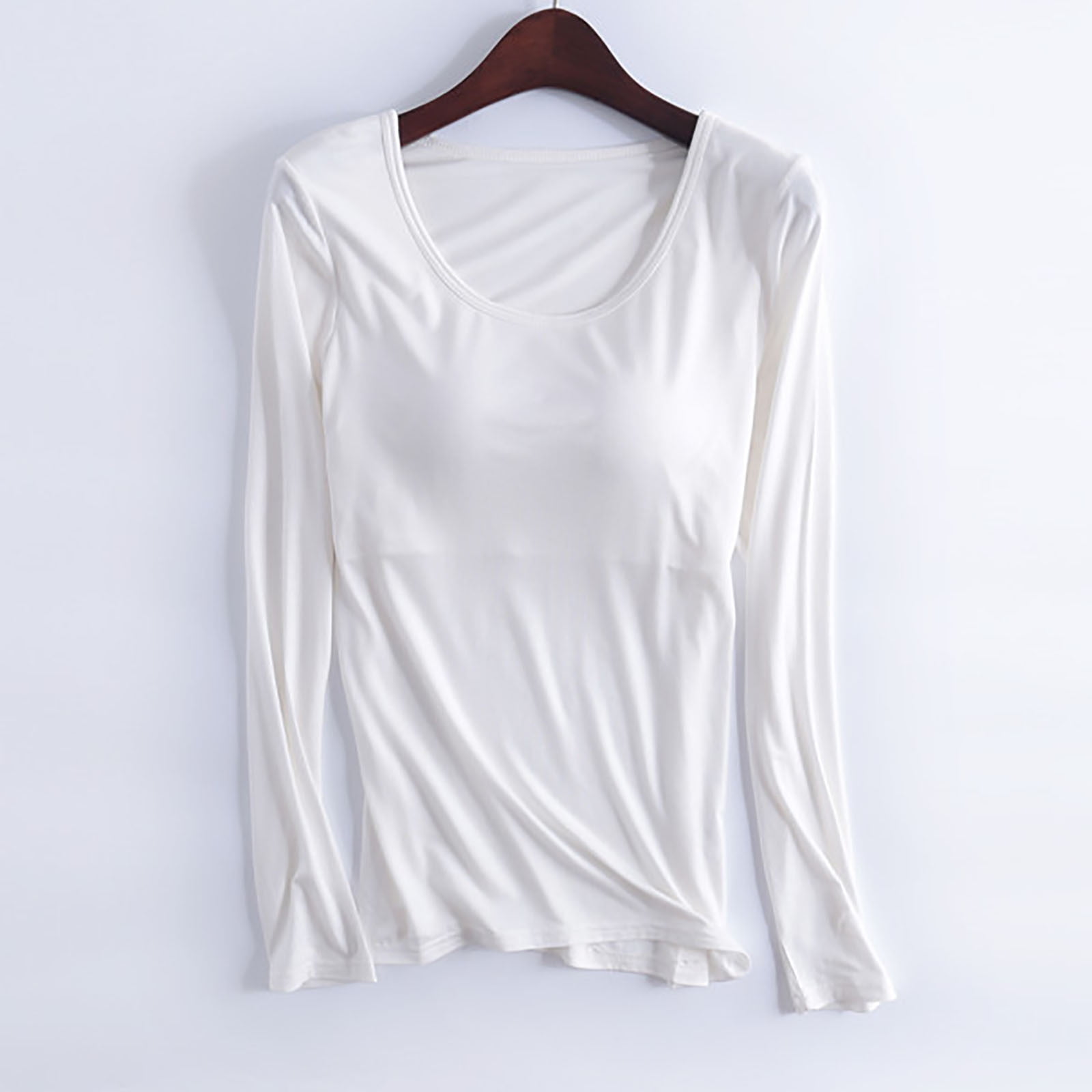 Charella Women 's Modal T Shirt Bra Long Sleeve Pajama Padded Yoga Top ...