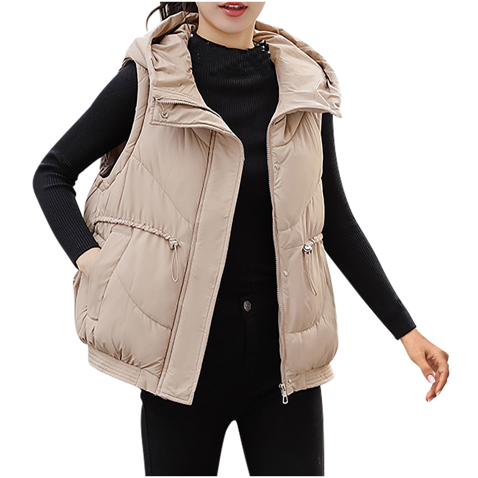 Charella Women's Puffer Sleveless Vest Winter Warm Stand Collar Padded ...