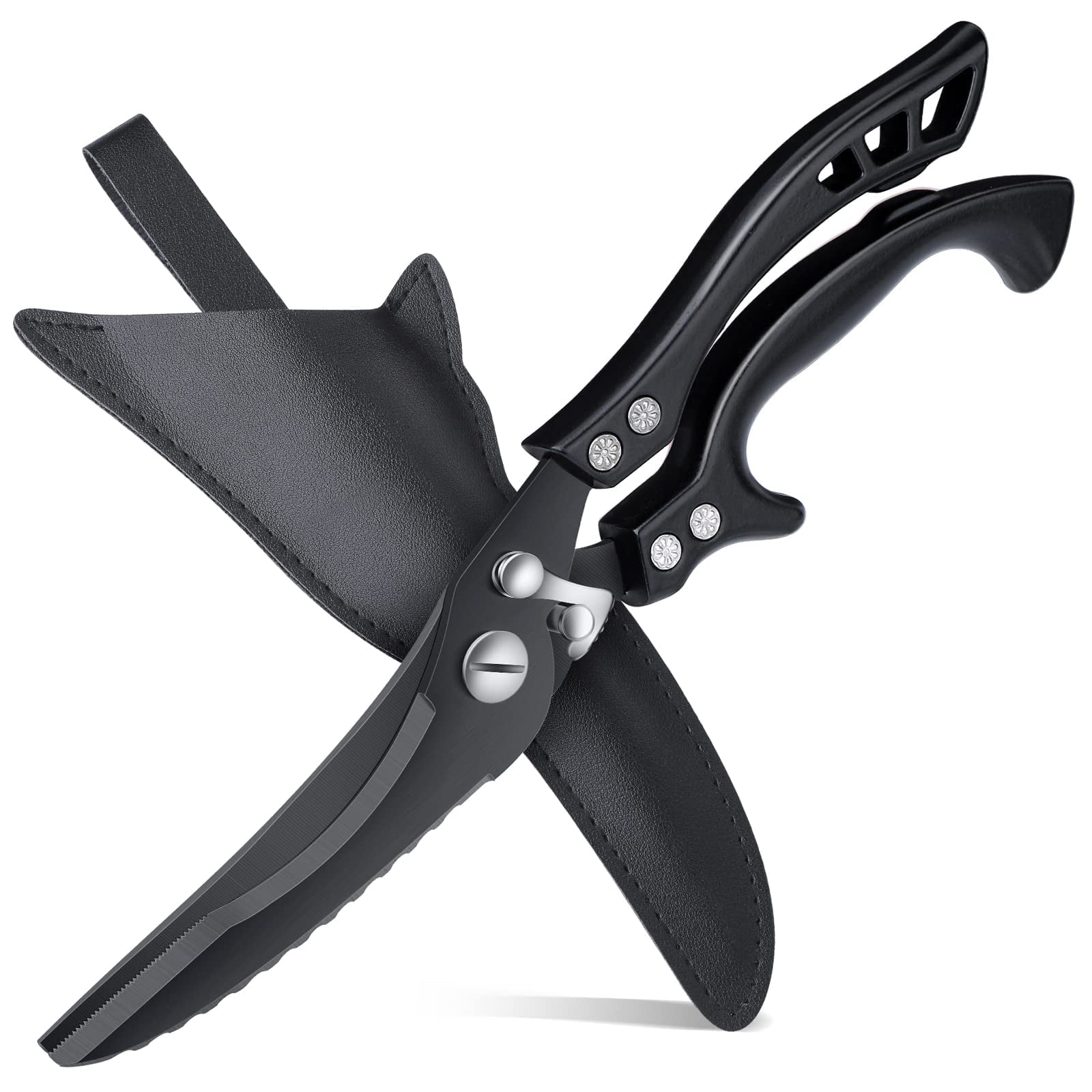 Charext Heavy Duty Poultry Shears Black with Serrated Edge - Kitchen ...