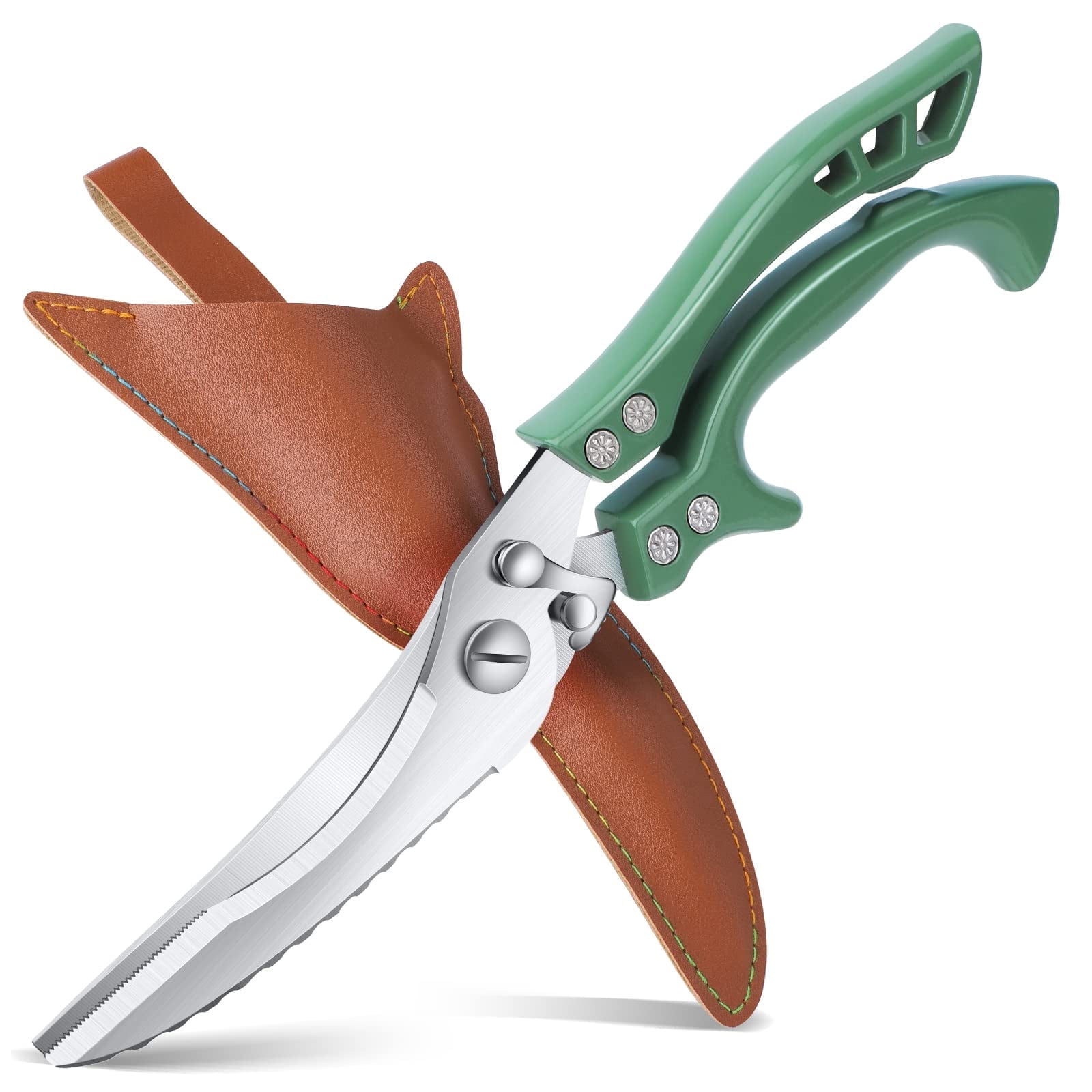 Charext Heavy Duty Poultry Shears with Serrated Edge - Green Kitchen ...