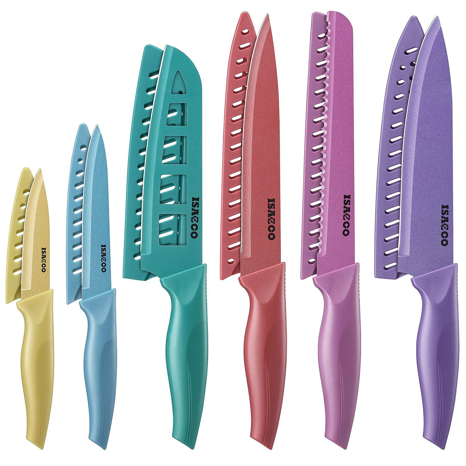 Charext Knife Set, 12 Pcs Color-Coded Kitchen Knife Set, 6 Color Anti ...