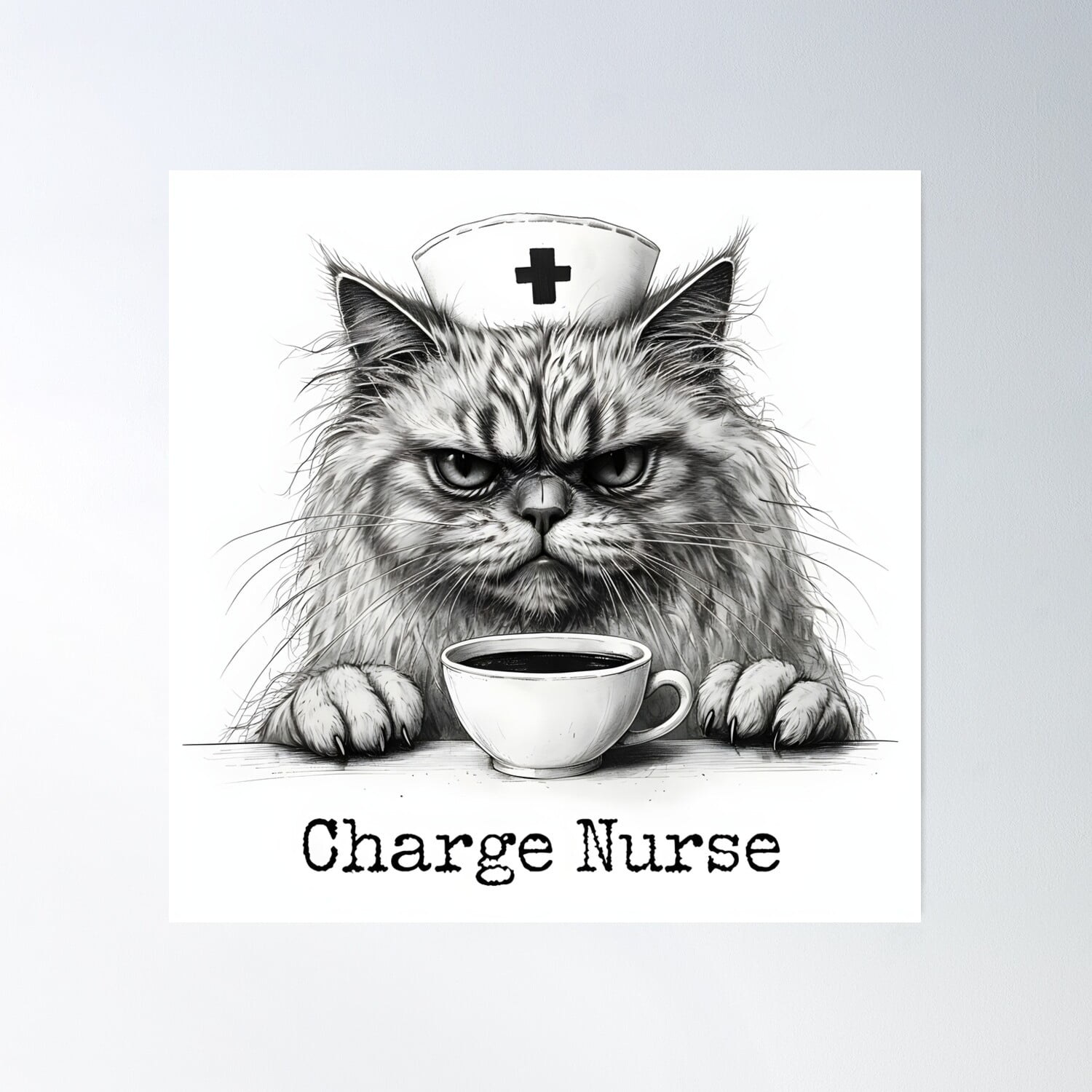 Charge Nurse - Grumpy Cat Nursing Humor Design Poster Wall Art, Modern ...