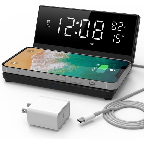 Charge Rise II, SFQ-20: Digital Alarm Clock, with Dual Alarms, Fast USB ...