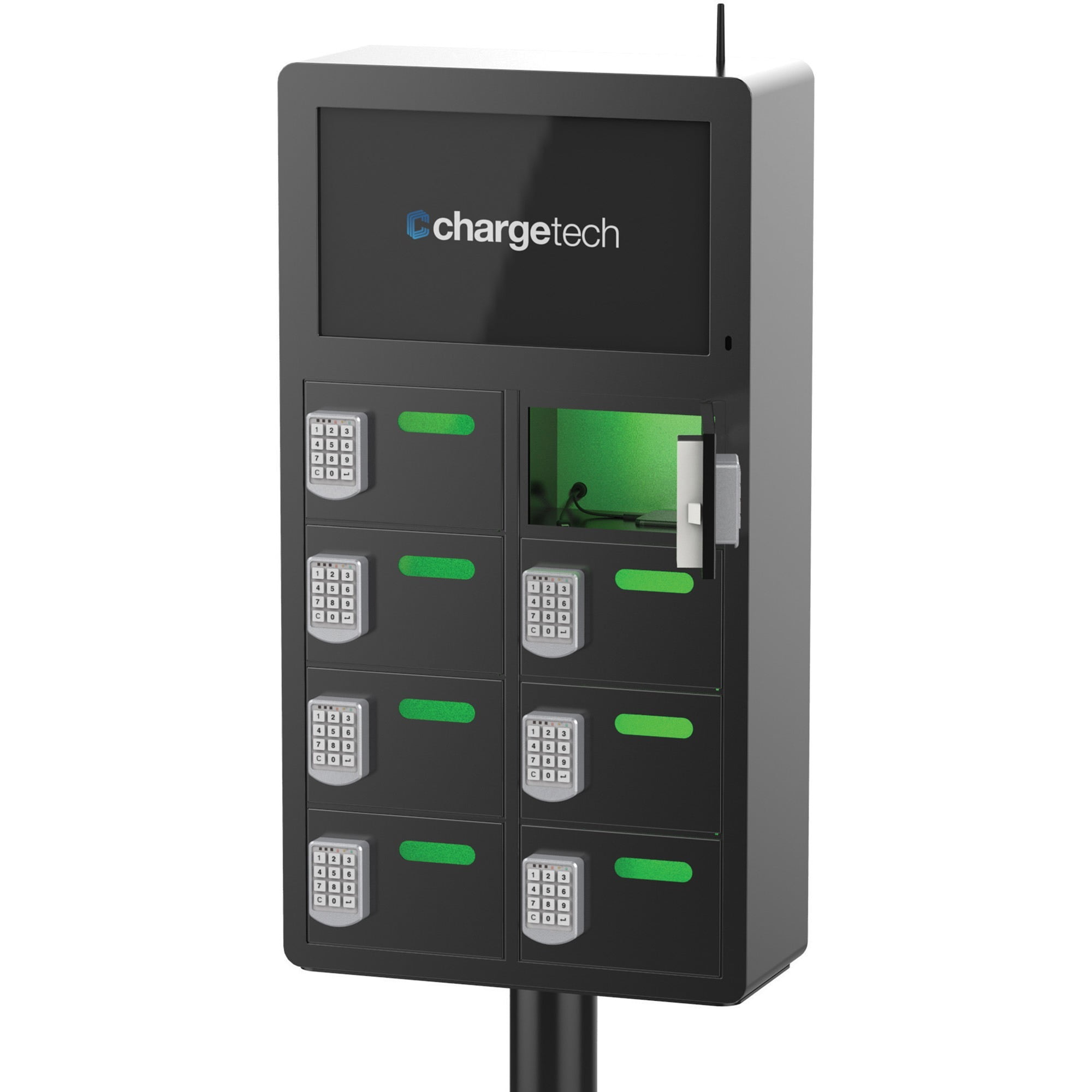 ChargeTech Video Charging Locker 8-Bay 19"Wx8"Lx35-1/2"H Black CT300038 ...