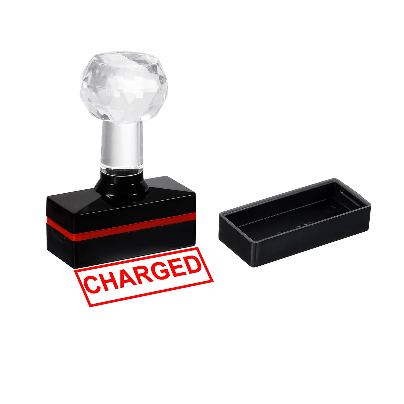 Uxcell Black Plastic Stamp Self Inking Red Ink Office Stamps Pre Inked ...