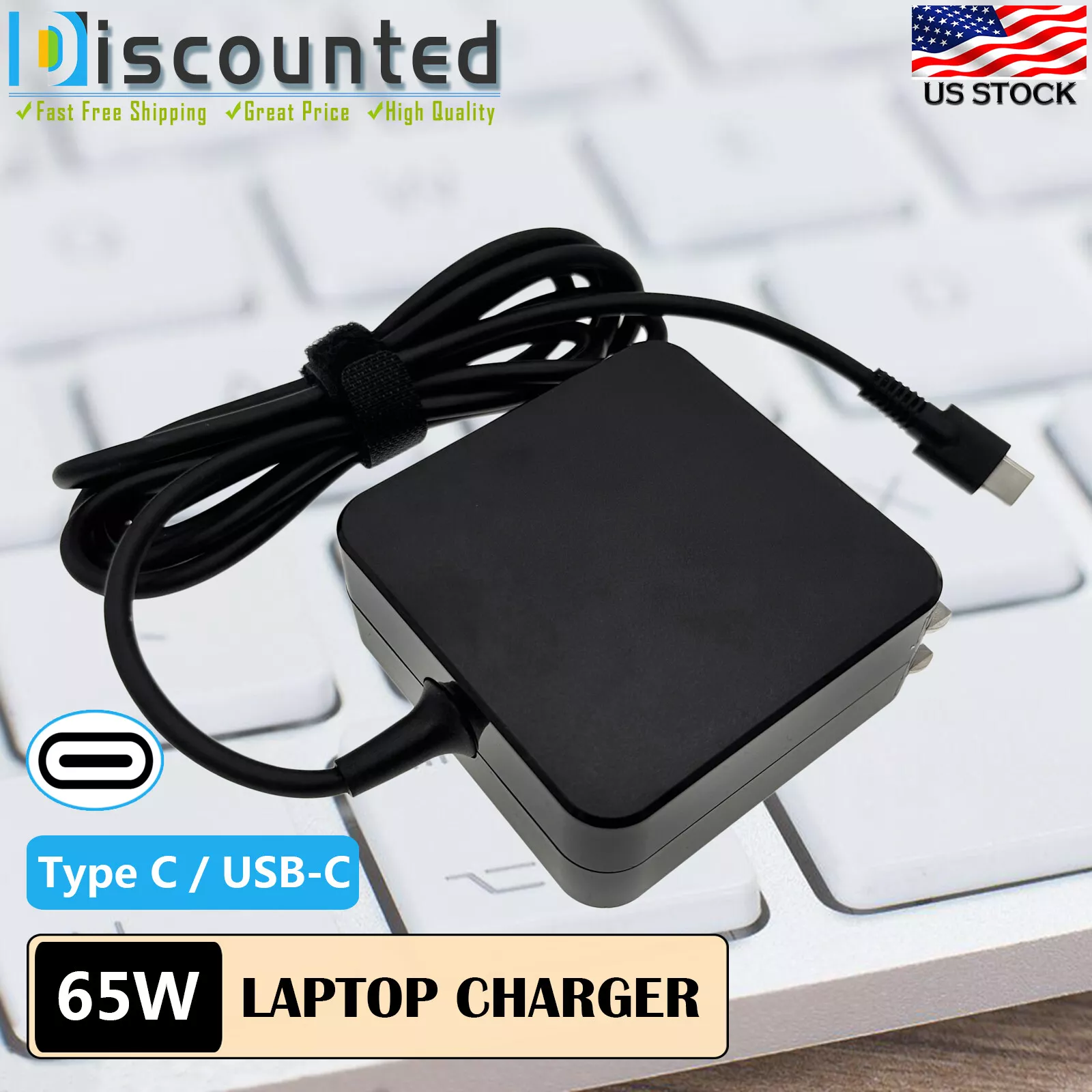 Charger 65W USB Type-C AC Adapter For Lenovo Thinkpad X280 T480 E485 ...