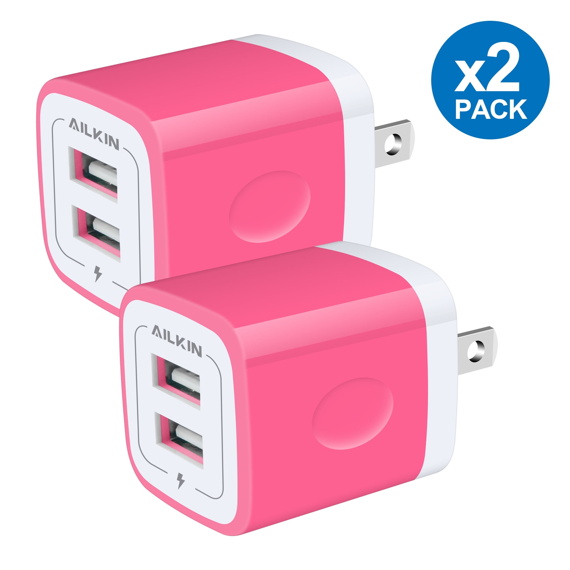 Charger Block,2PACK USB Wall Charger Adapter,AILKIN 2.1A Dual Port Fast ...
